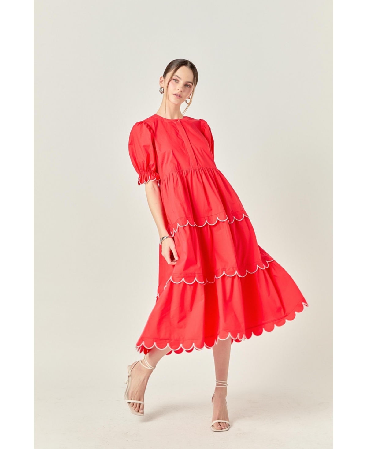 Click here for English Factory Womens Contrast Scallop Edge Midi... prices