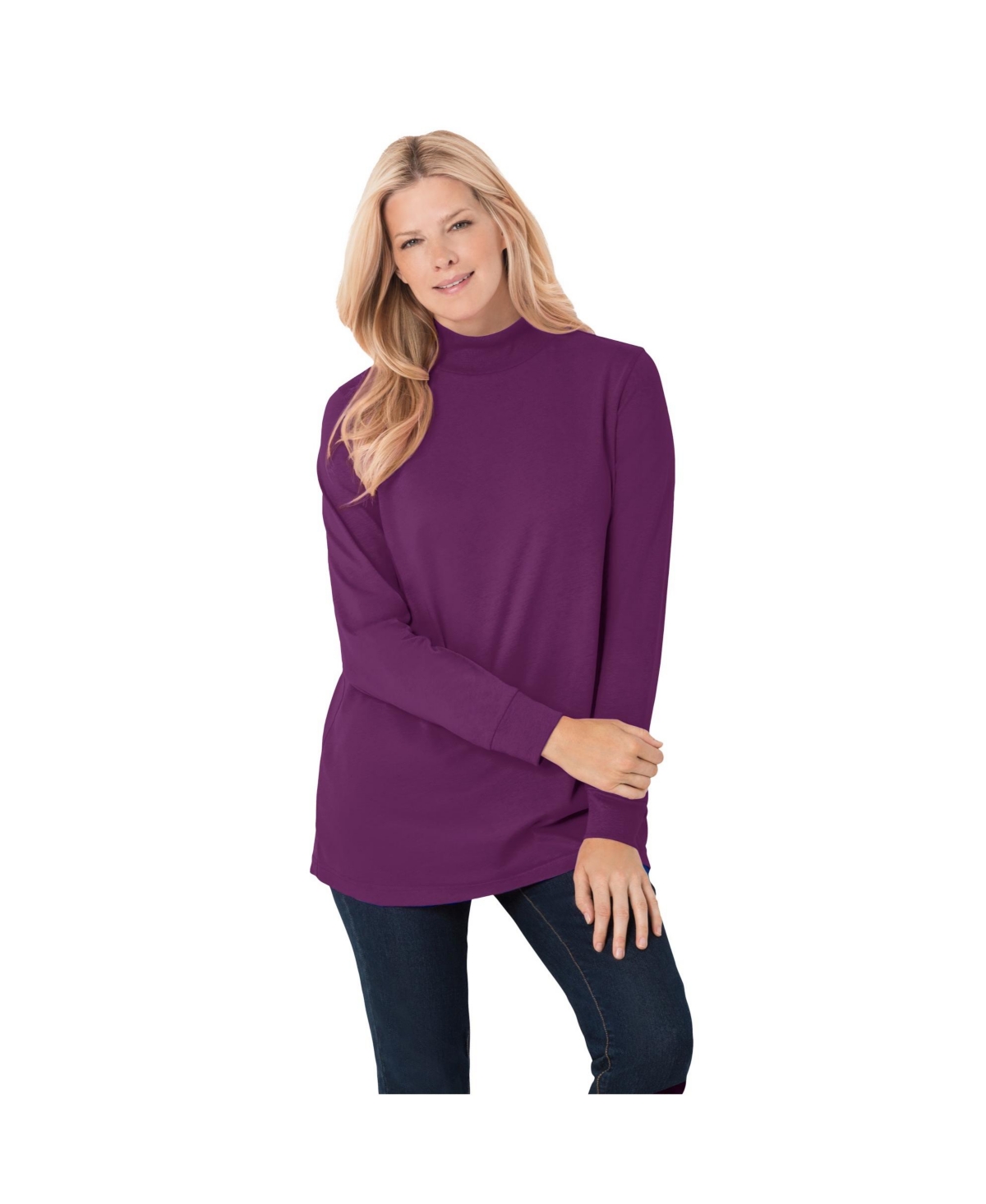 Click here for Woman Within Womens Plus Size Perfect Long-Sleeve... prices