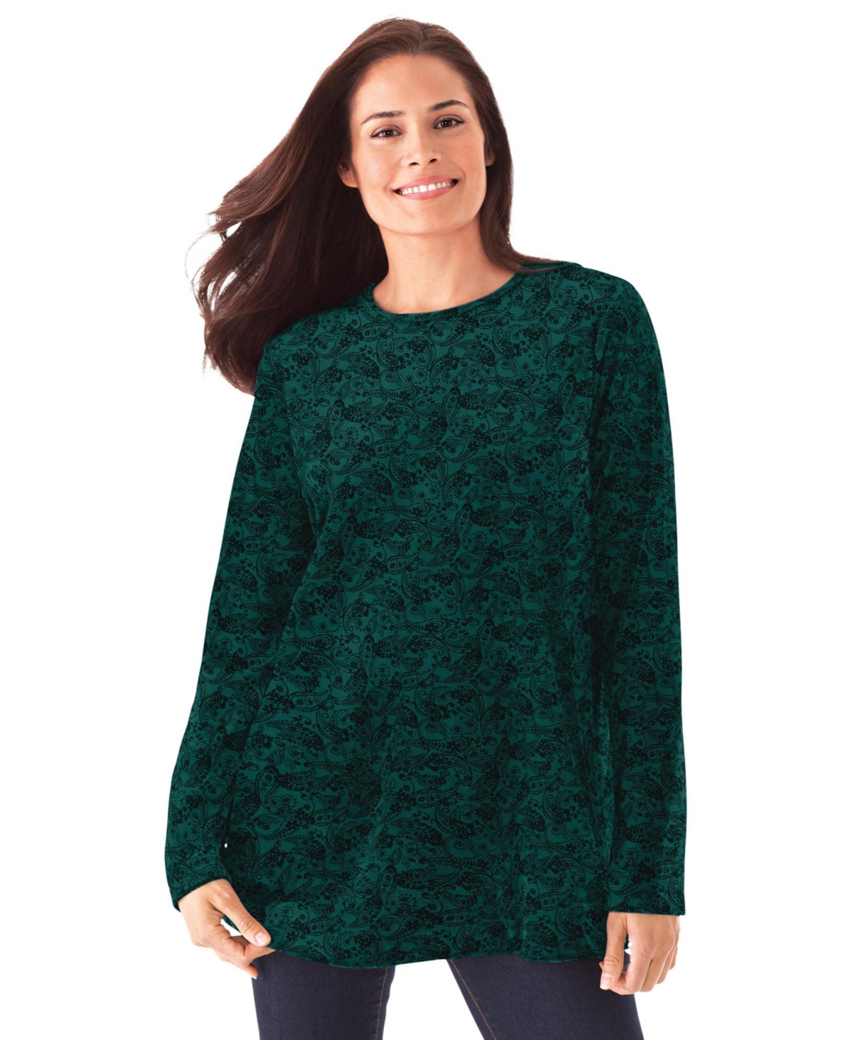 Click here for Woman Within Womens Within Plush Velour Tunic Swea... prices