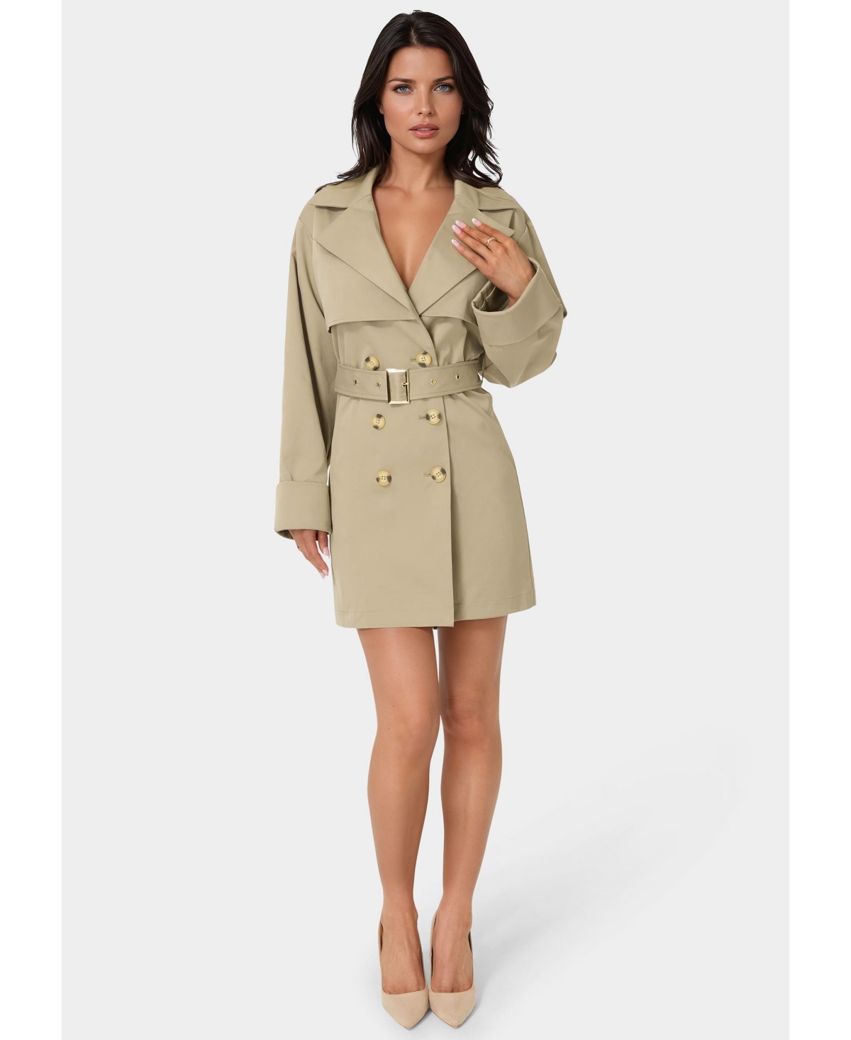 Click here for Bebe Womens Trench Blazer Dress - Khaki prices
