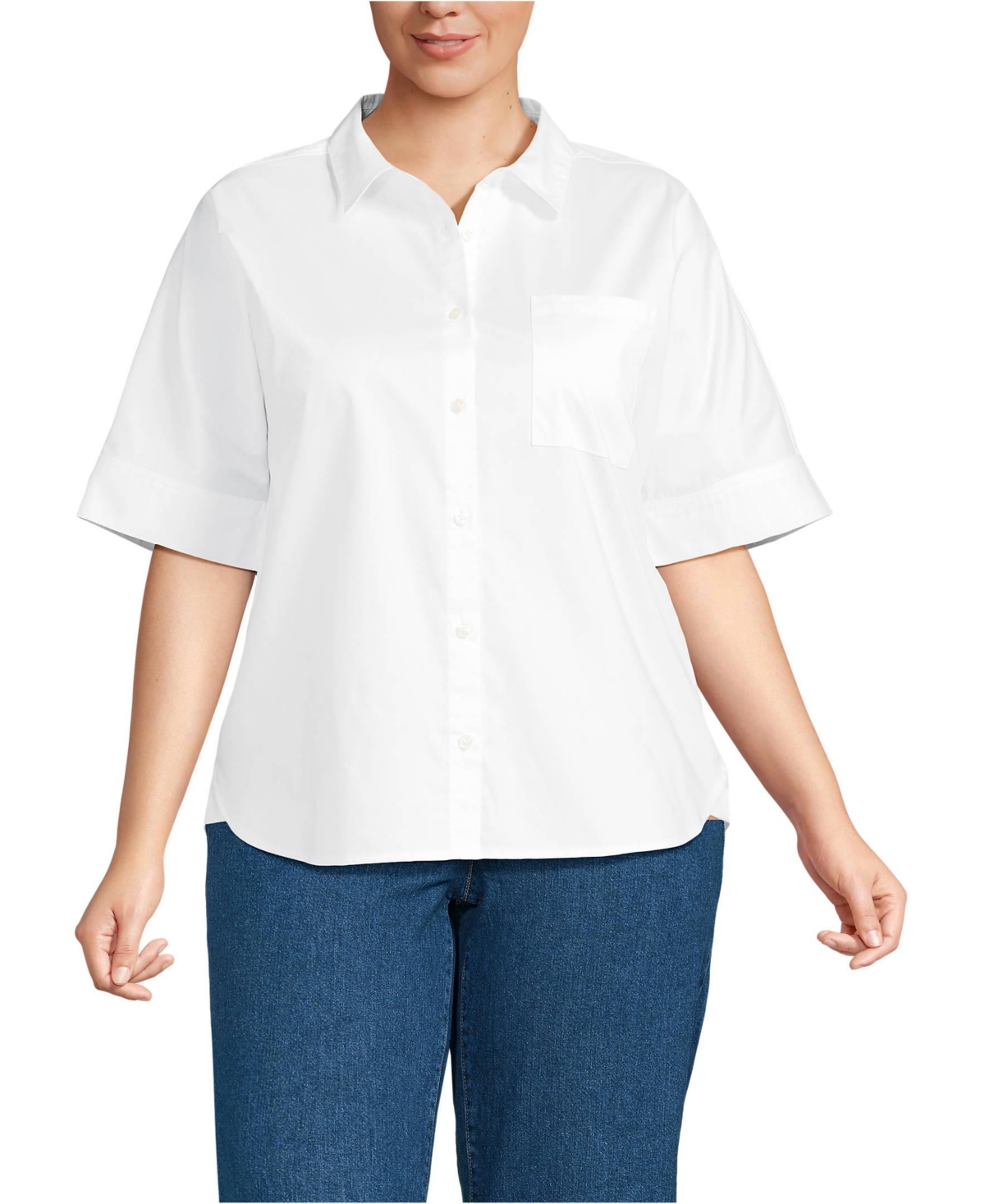 Click here for Lands End Womens Plus Size Cooling Elbow Sleeve Bu... prices