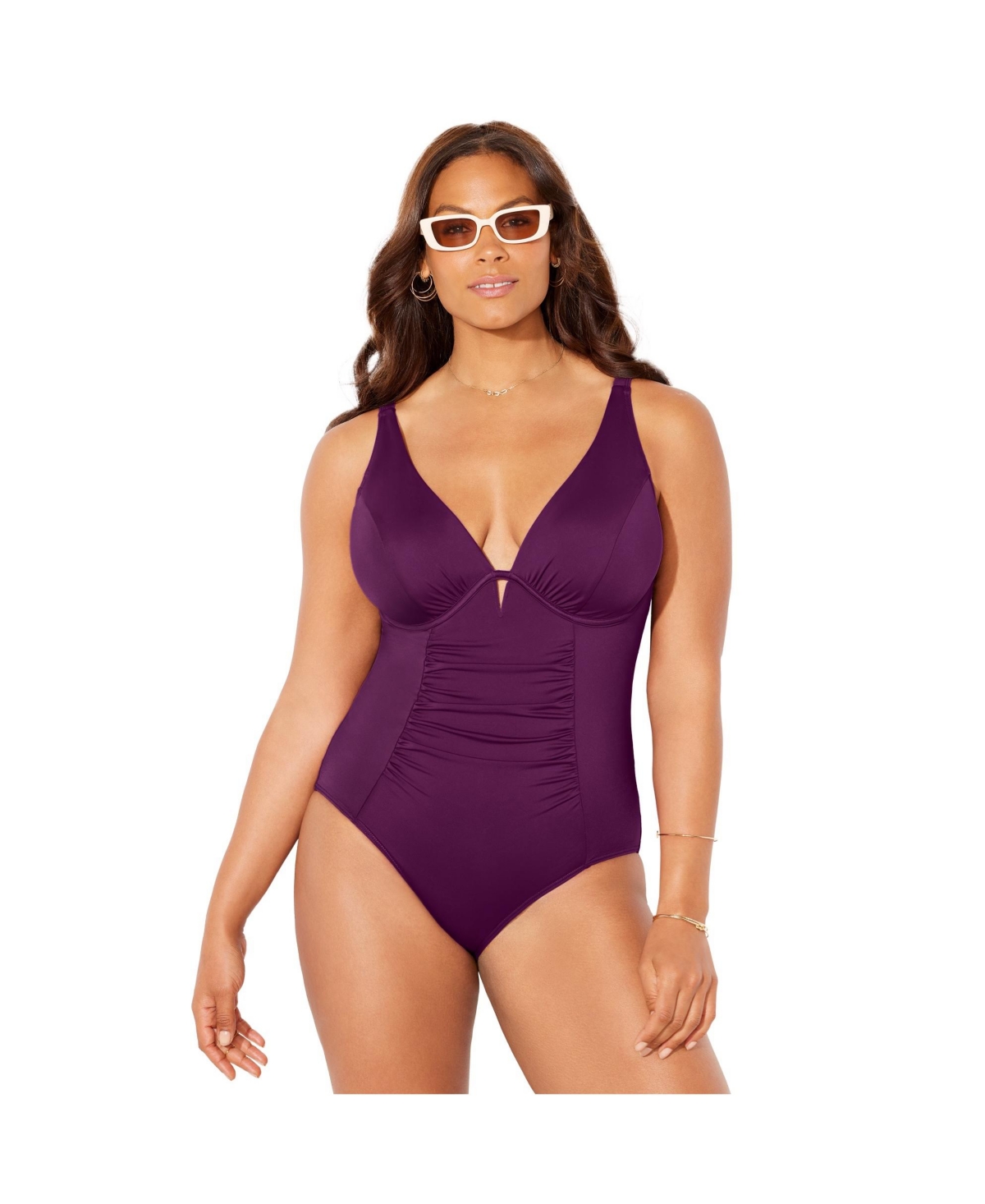 Swimsuits for All Womens Shirred Underwire One Piece Swimsuit - Spice