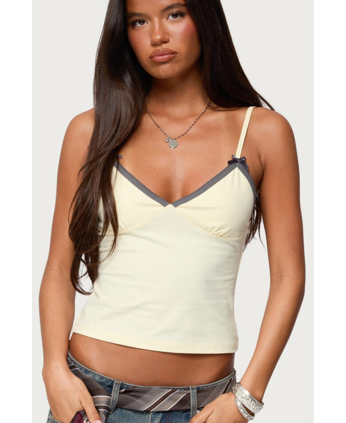 Click here for Edikted Womens Ruelle Contrast Frill Tank Top - Ye... prices