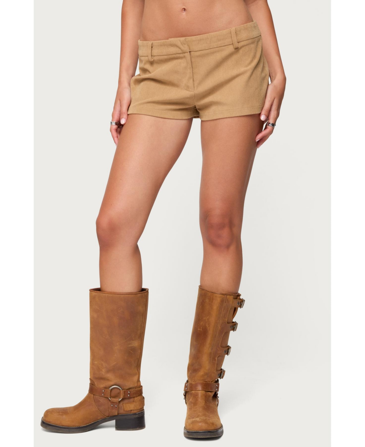 Click here for Edikted Womens Kyler Corduroy Micro Shorts - Tan prices