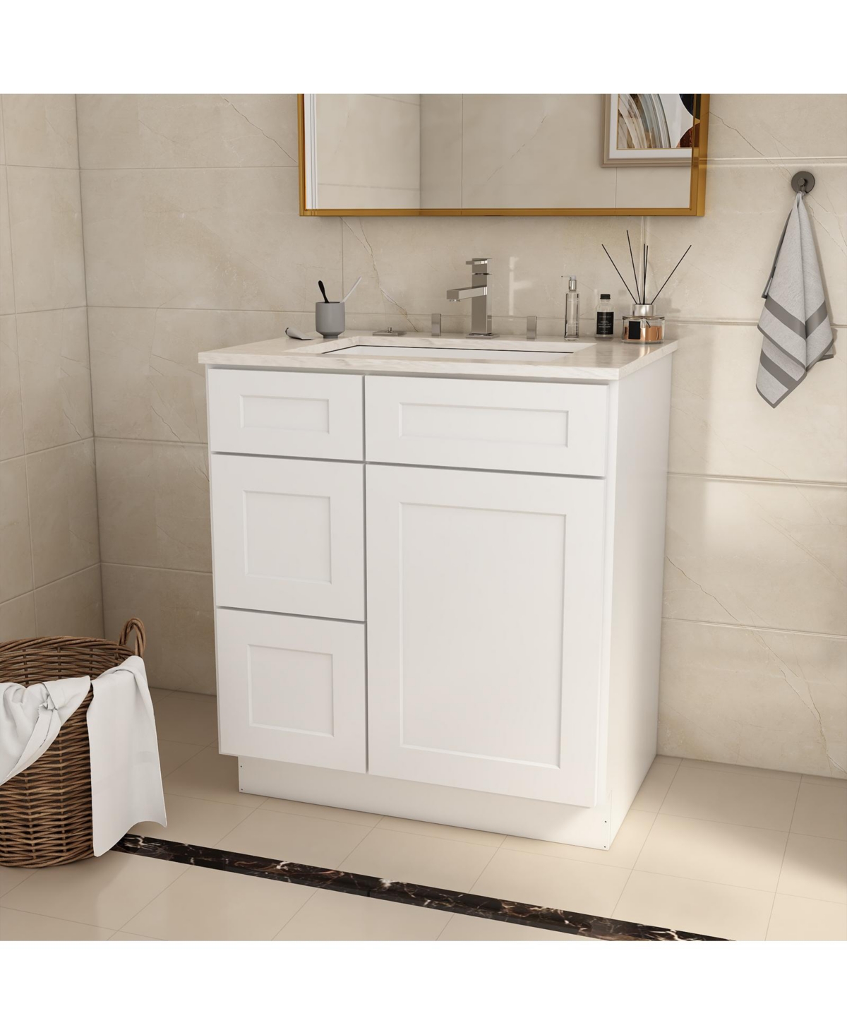 Click here for Slickblue Shaker Floor Vanity Sink Base Bathroom C... prices