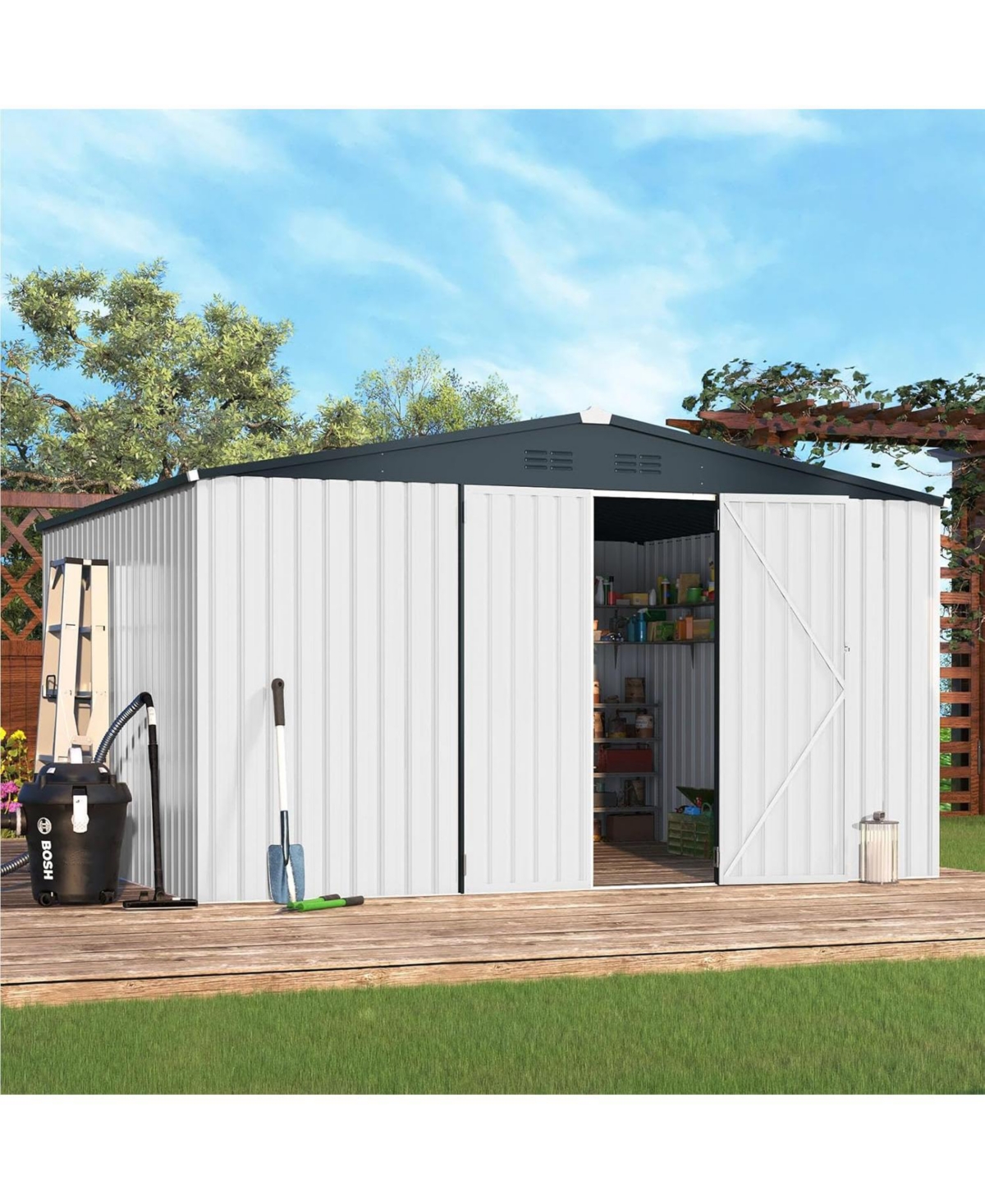 Click here for Aecojoy 12x10 Outdoor Storage Shed - White prices
