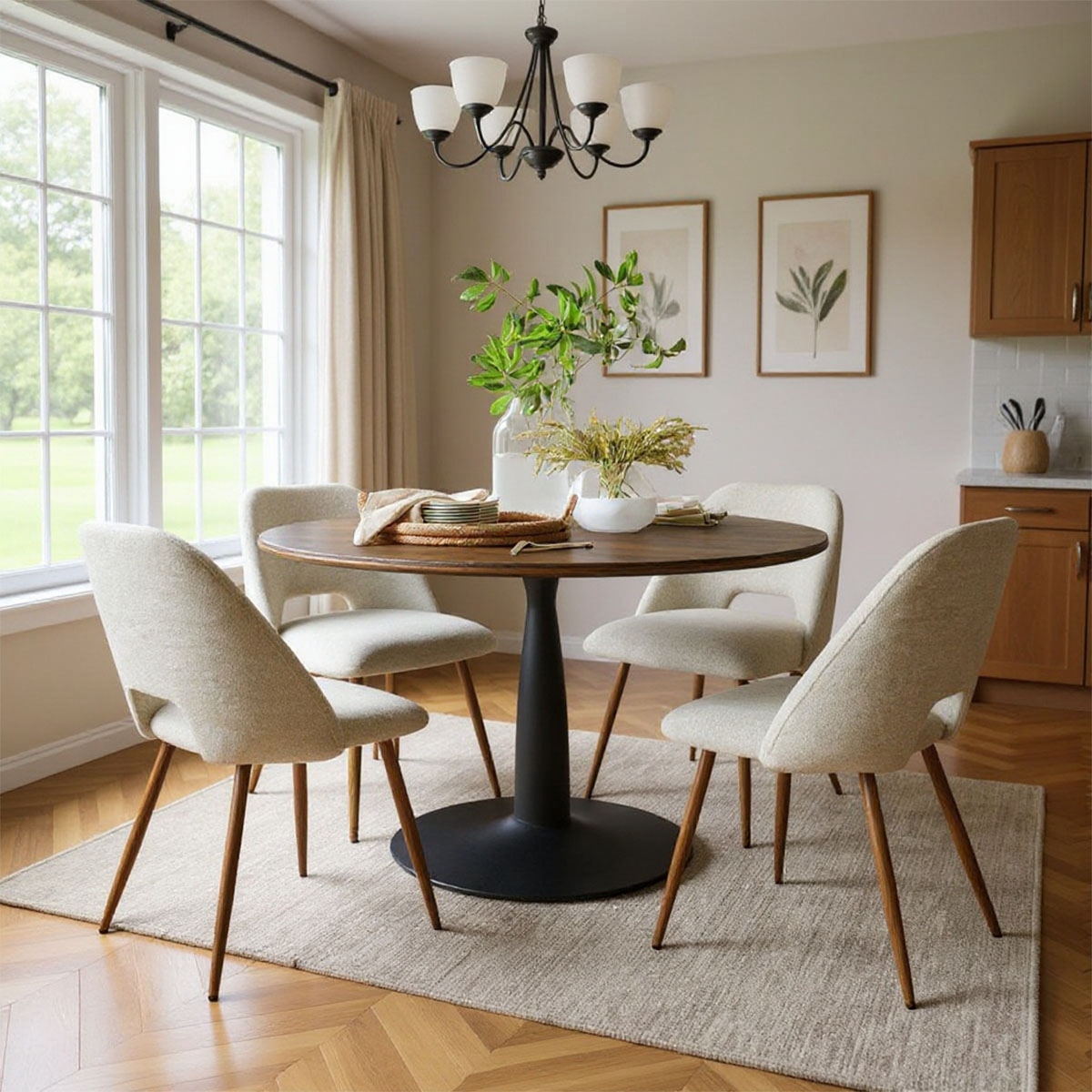 Click here for Maison Boucle 5-Piece Dining Set with 40 Inch Waln... prices
