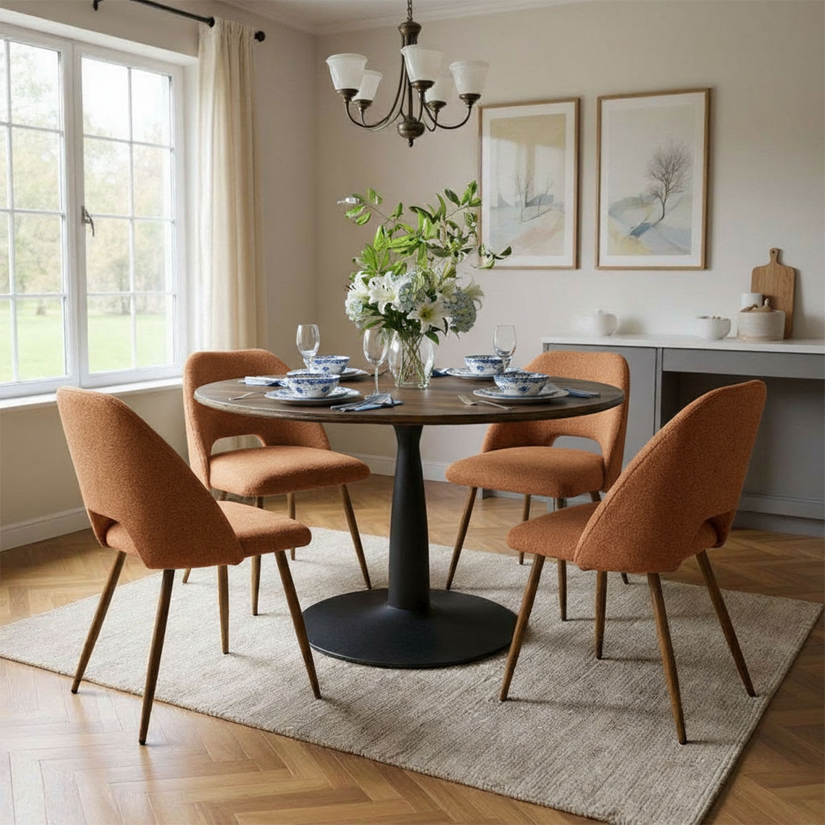 Click here for Maison Boucle 5-Piece Dining Set with 40 Inch Waln... prices
