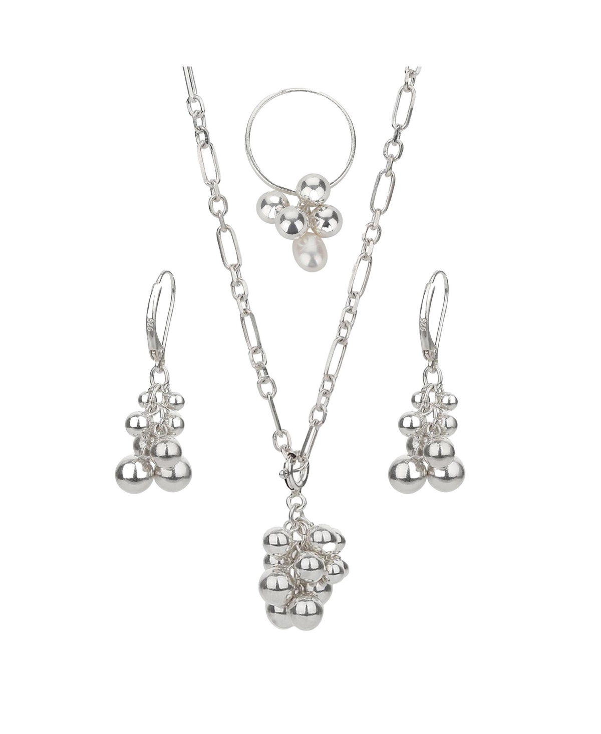 Click here for Sterling Silver Isabelle Cluster Pendant Necklace... prices