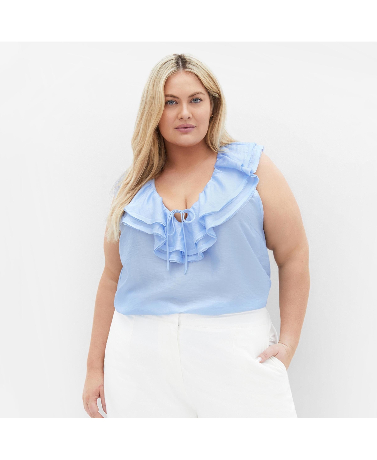 Click here for City Chic Plus Size Athena Top - Sky blue prices