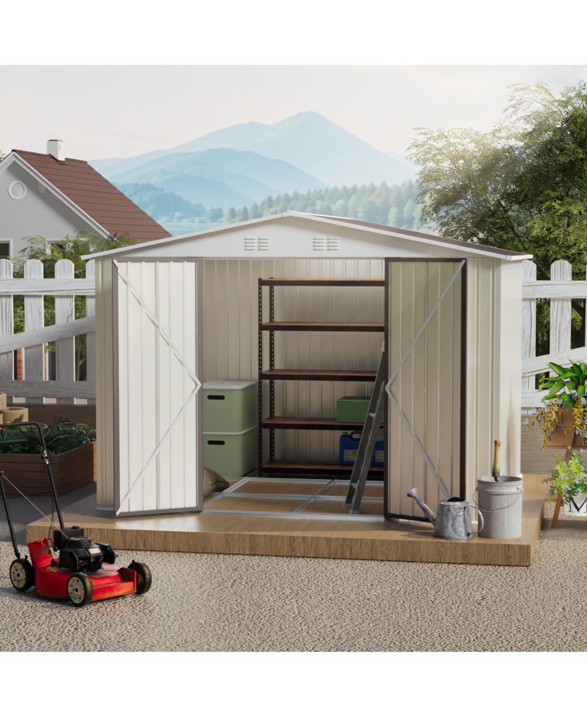 Click here for Streamdale Furniture 10x8 White Outdoor Garden She... prices