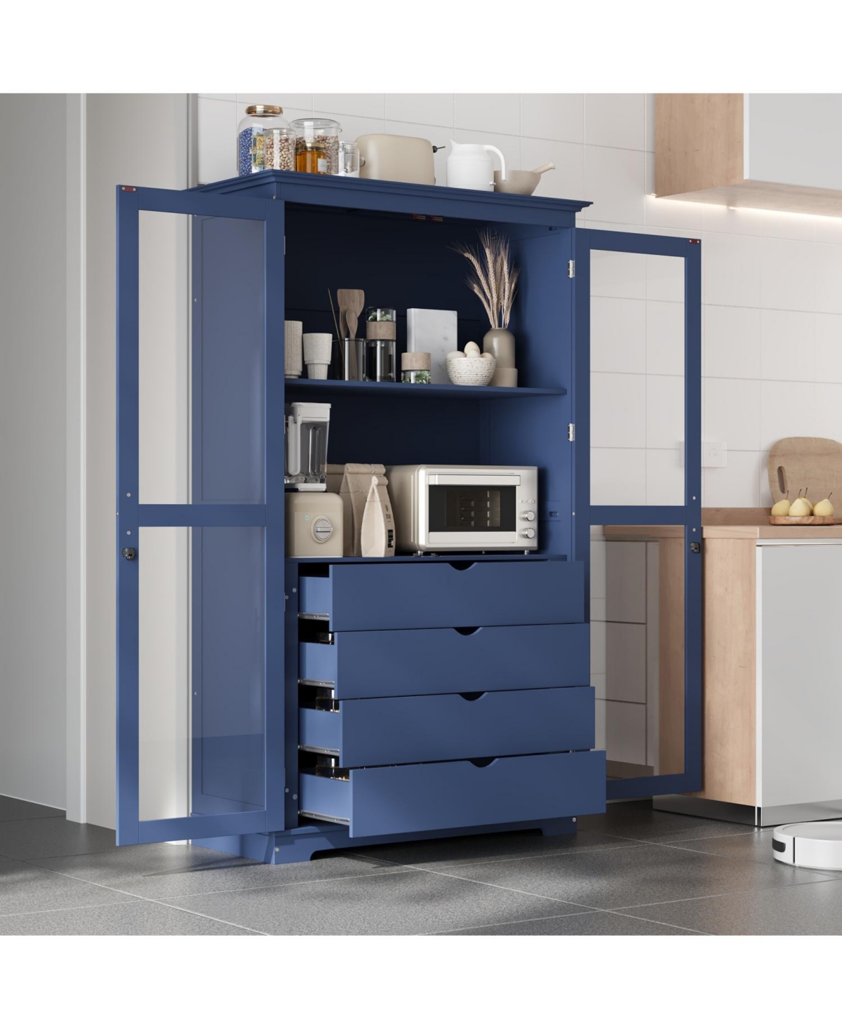 Click here for Streamdale Furniture Blue Kitchen Pantry Cabinet w... prices