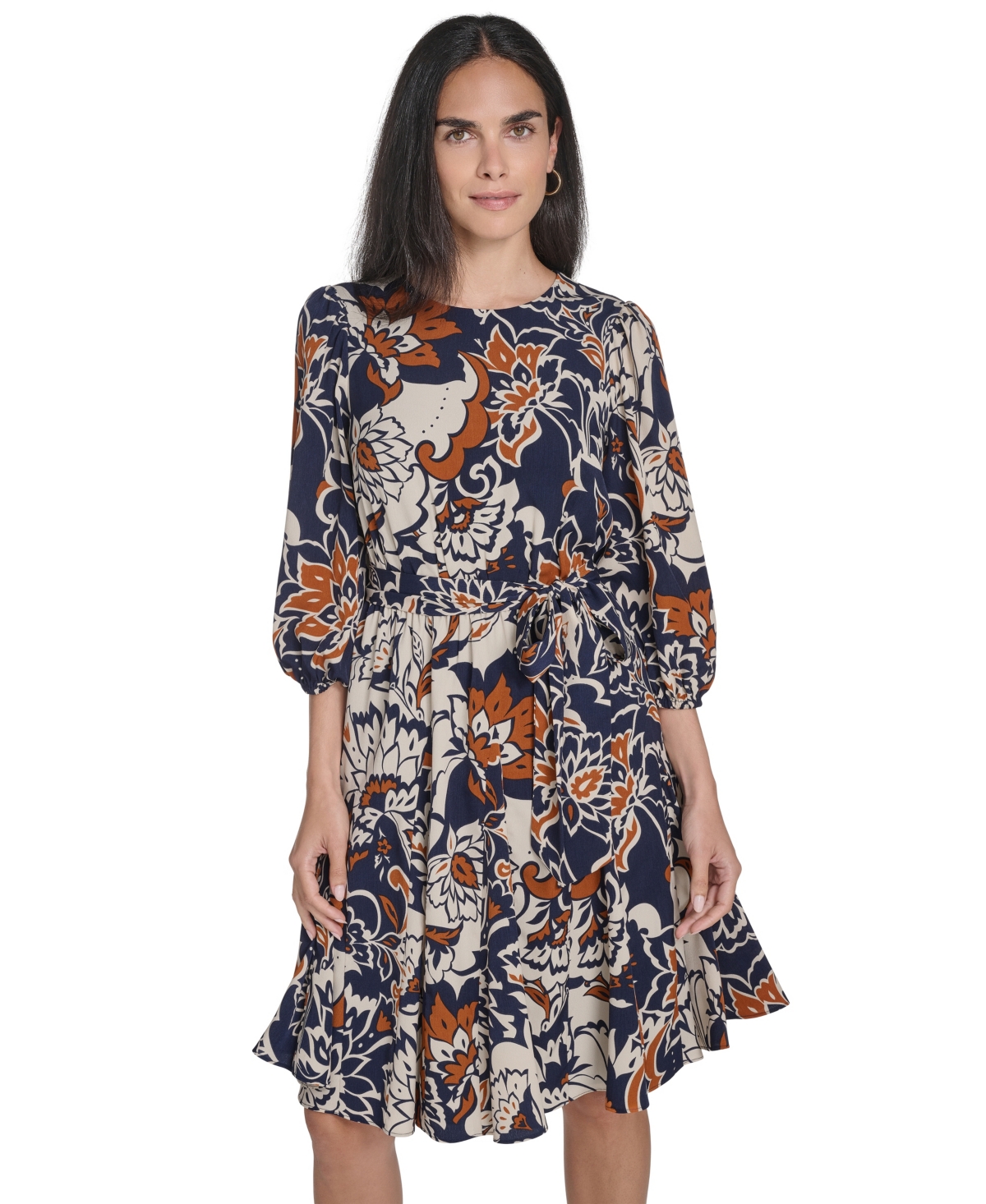 Click here for Jessica Howard Petite Jewel Neck Belted Fit and Fl... prices