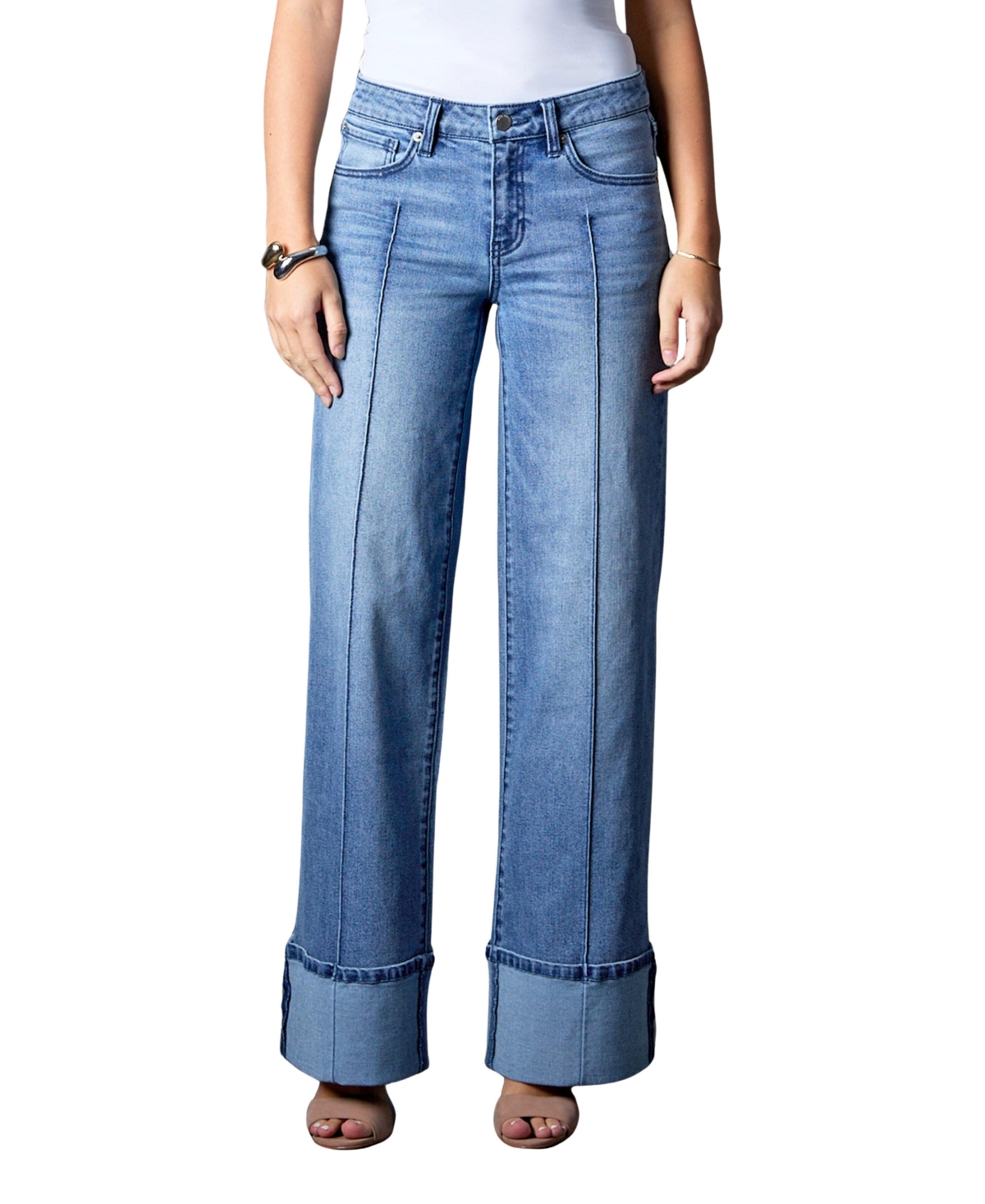 Blue Revival Womens Cuffed Low Rise Wide Leg Jeans - Medium tel aviv