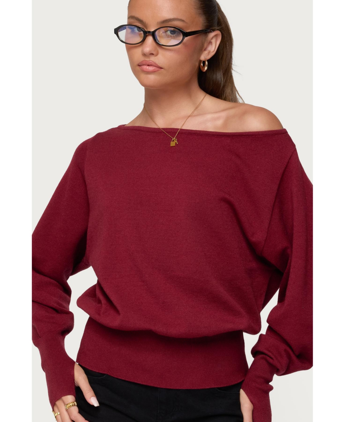 Click here for Edikted Womens Off Shoulder Oversized Sweater - Bu... prices