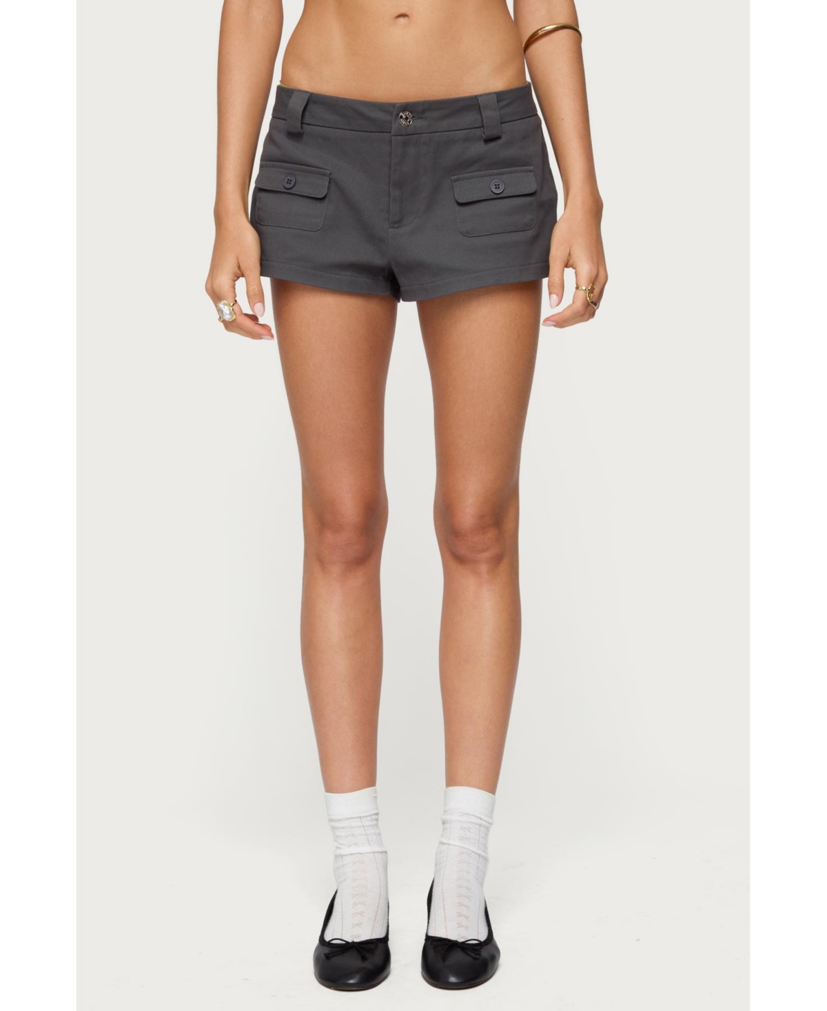 Click here for Edikted Womens Studded Belt Denim Micro Shorts - D... prices