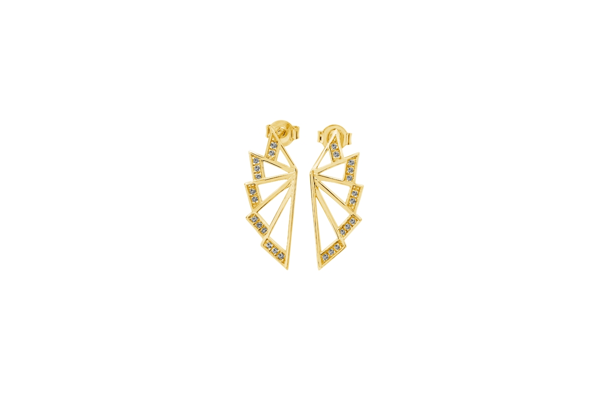 Click here for Lucy Quartermaine Angel Wing Studs in Gold Veremei... prices