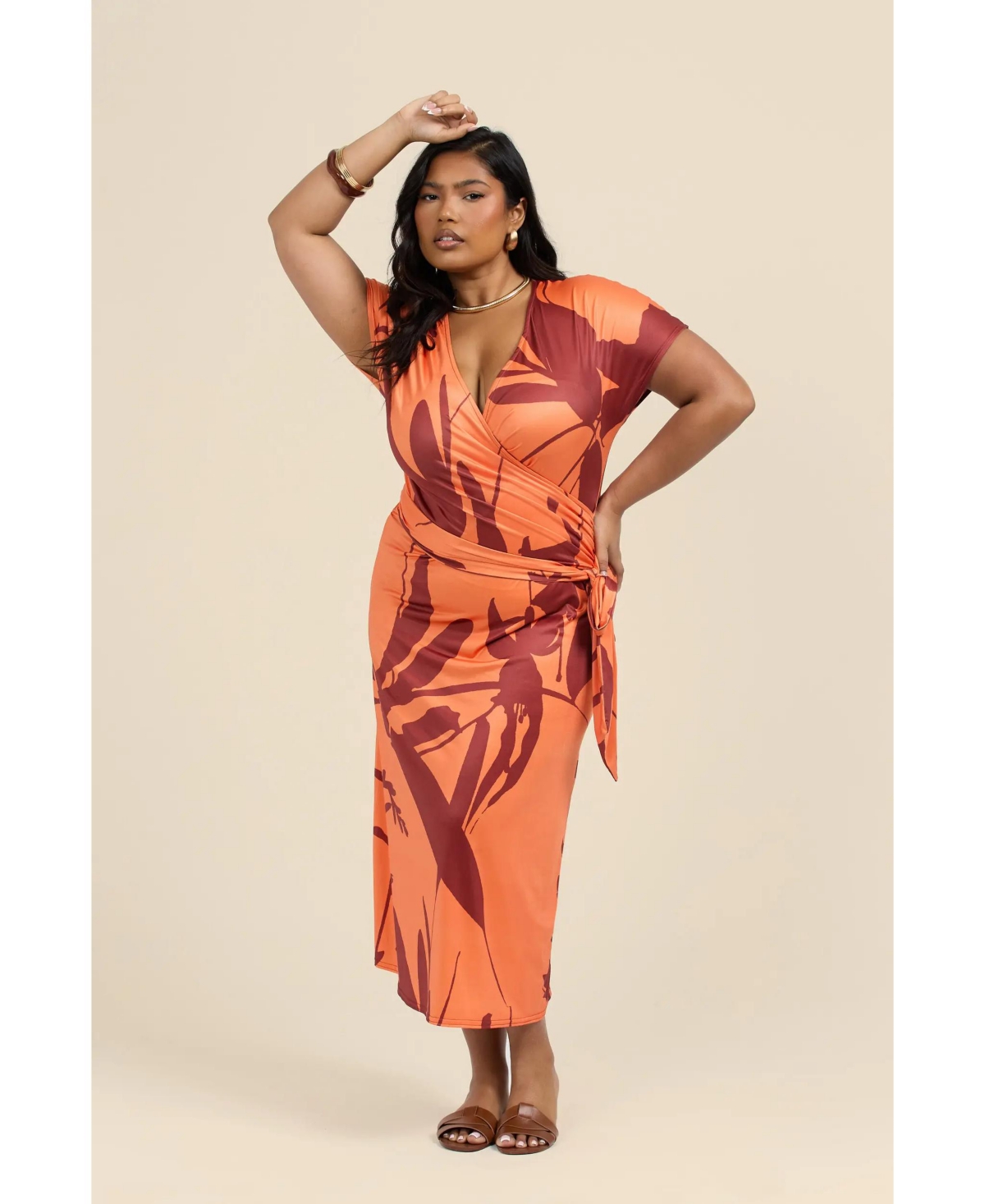 Click here for Fashion-szn Curve Womens Floral Wrap Jersey Midi D... prices
