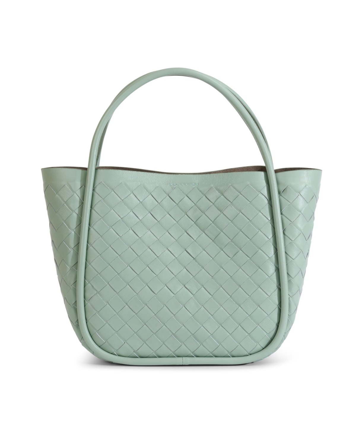Click here for Womens Pastel Green Woven Leather Top Handle Bag -... prices