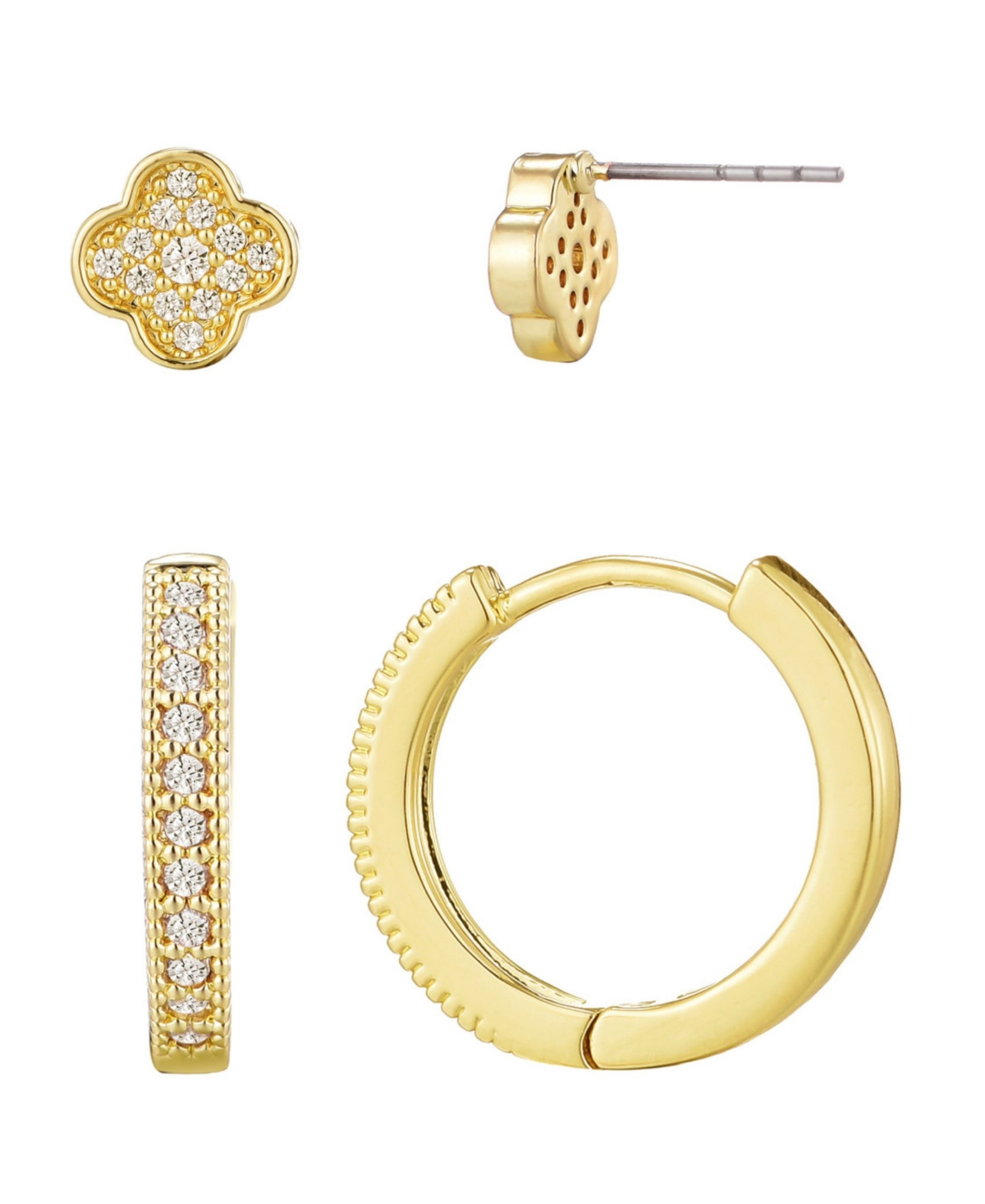 Click here for Adornia Gold Cubic Zirconia Huggie and Clover Stud... prices