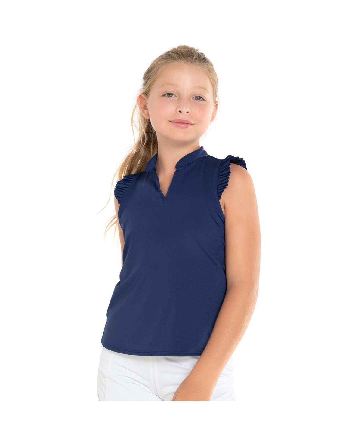Click here for Lucky In Love Girls Pleat Me Up Sleeveless Golf Po... prices