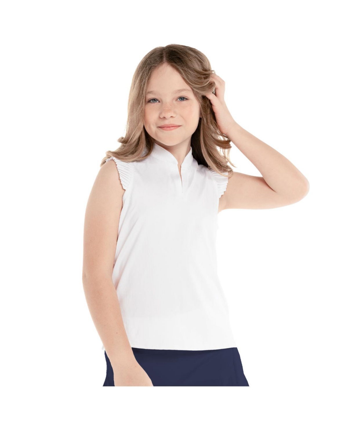 Click here for Lucky In Love Girls Pleat Me Up Sleeveless Golf Po... prices