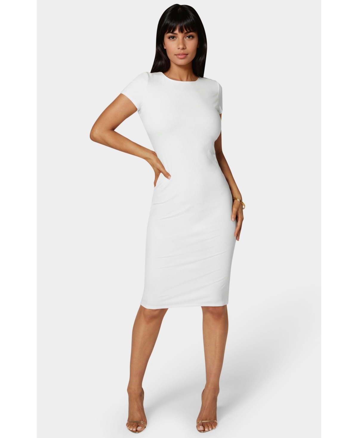 Click here for Bebe Womens Short Sleeve Midi T-Shirt Rib Dress -... prices