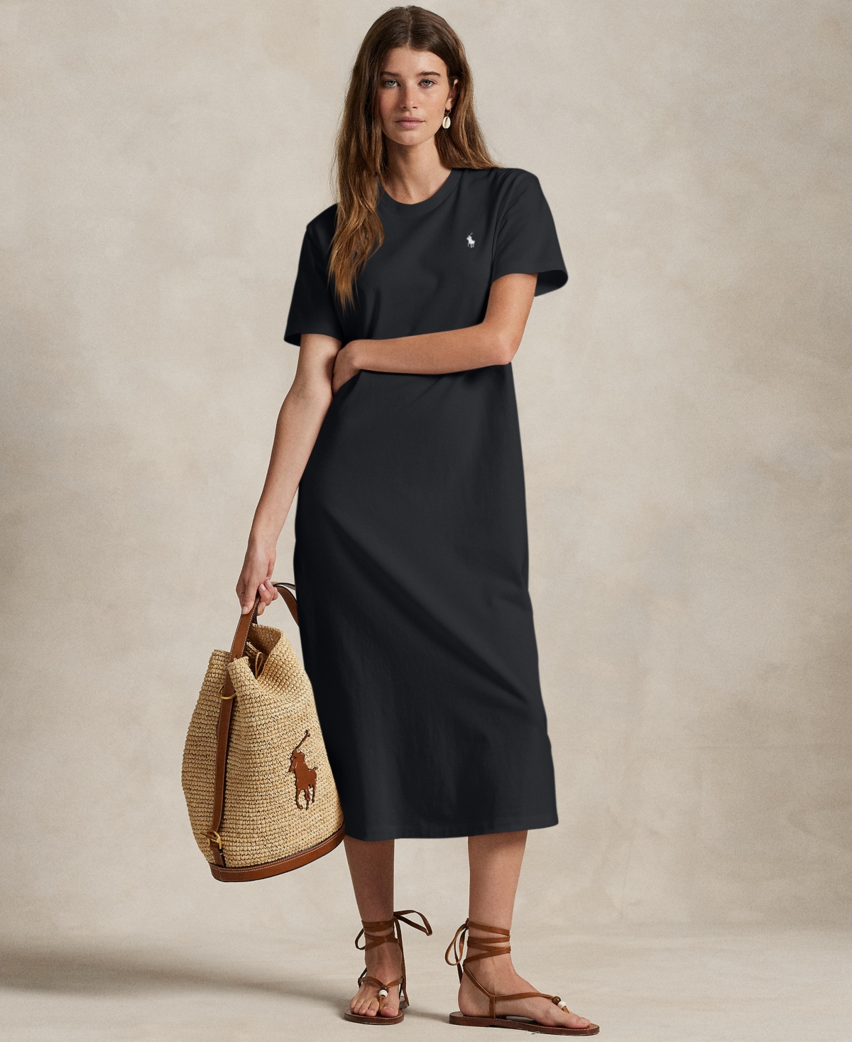 Polo Ralph Lauren Womens Cotton Jersey Tee Dress - Polo Black