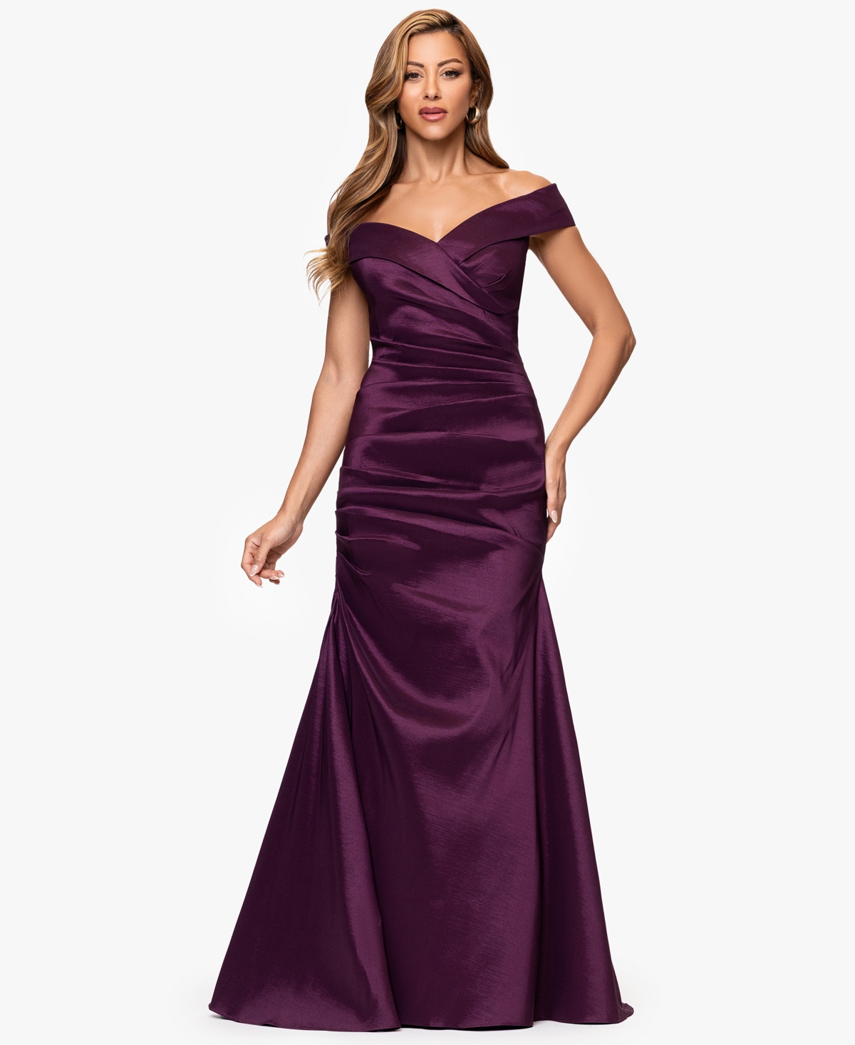 Click here for Xscape Womens Off The Shoulder Neck Long Dress - B... prices
