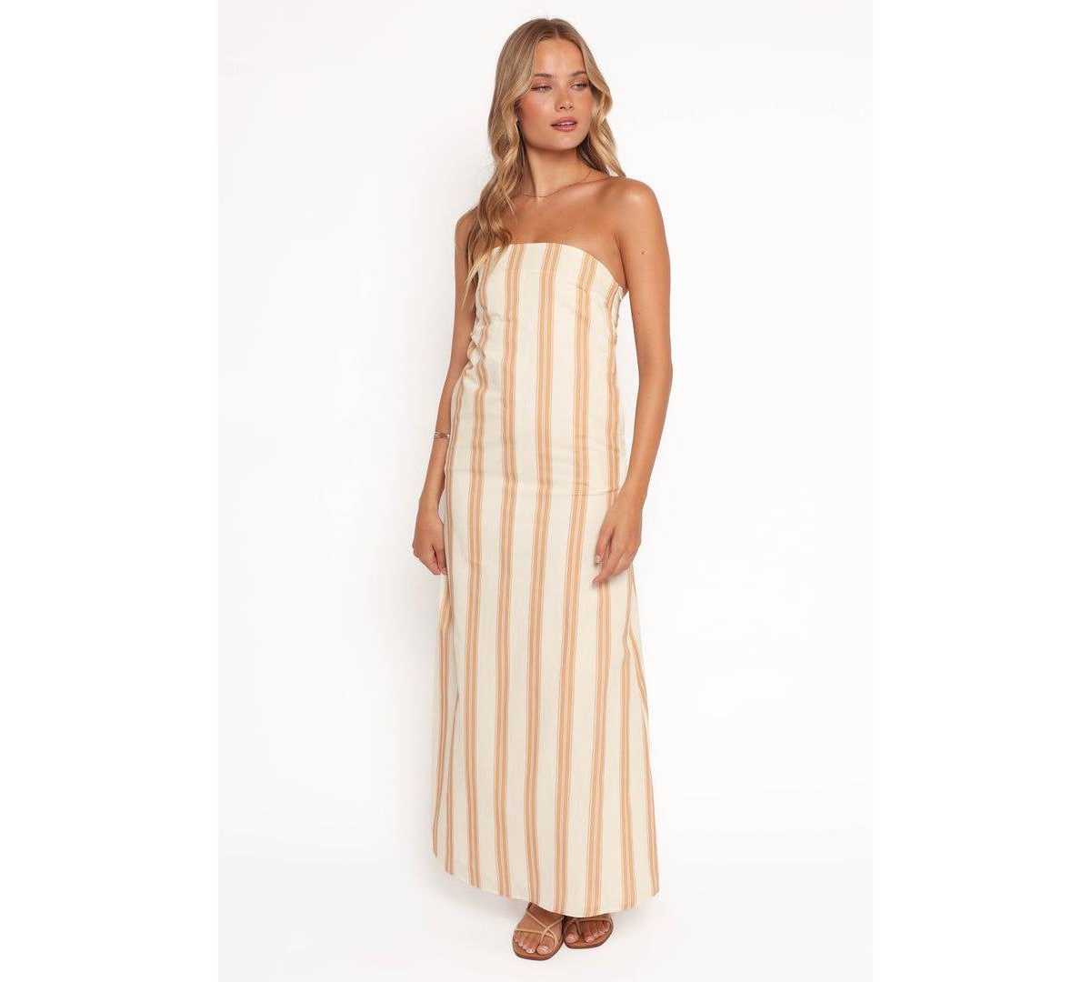 Click here for Petal and Pup Womens Luisa Midi Dress - Brown Stri... prices