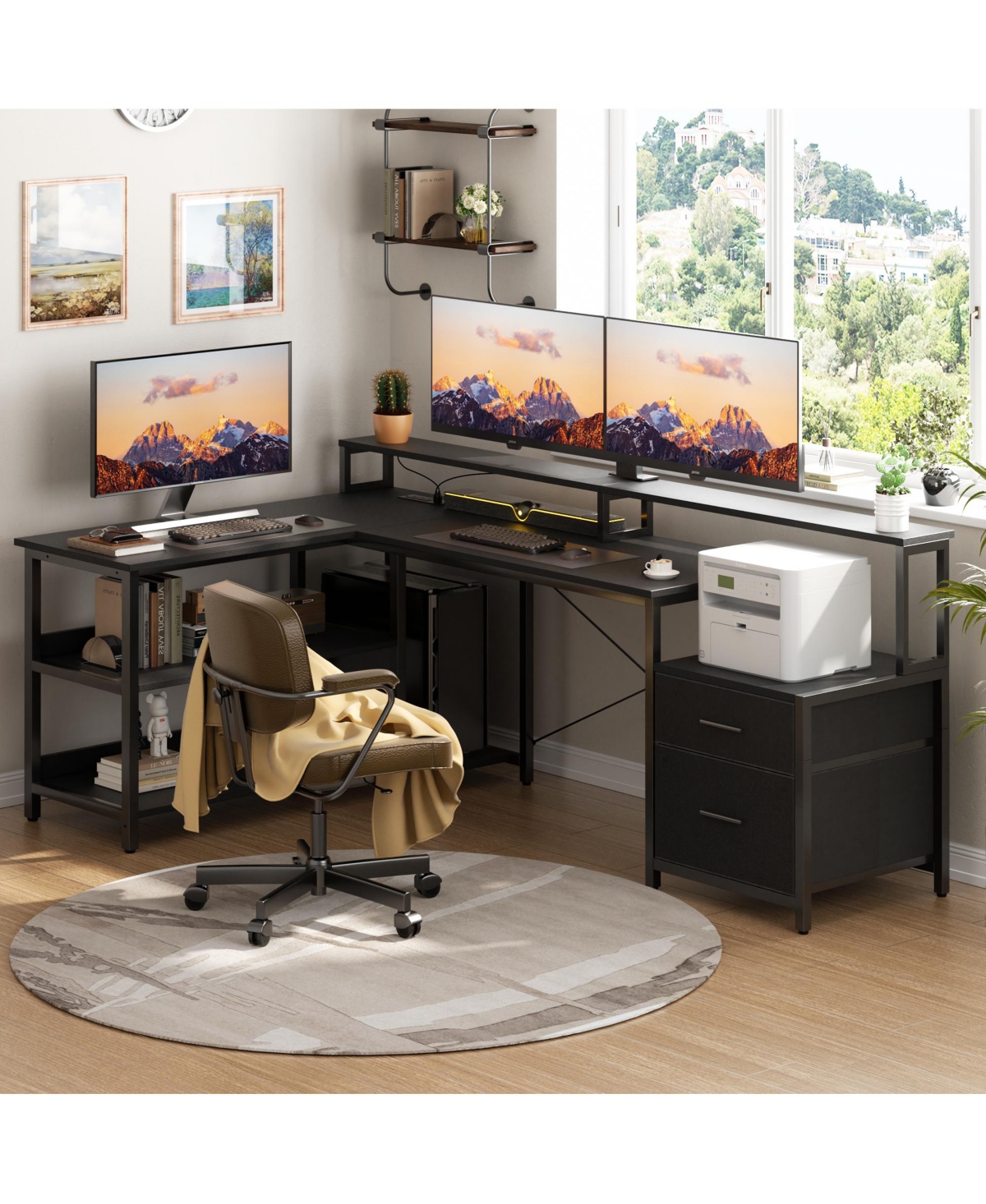 Click here for Aheaplus L-Shaped Computer Desk with Drawers and M... prices