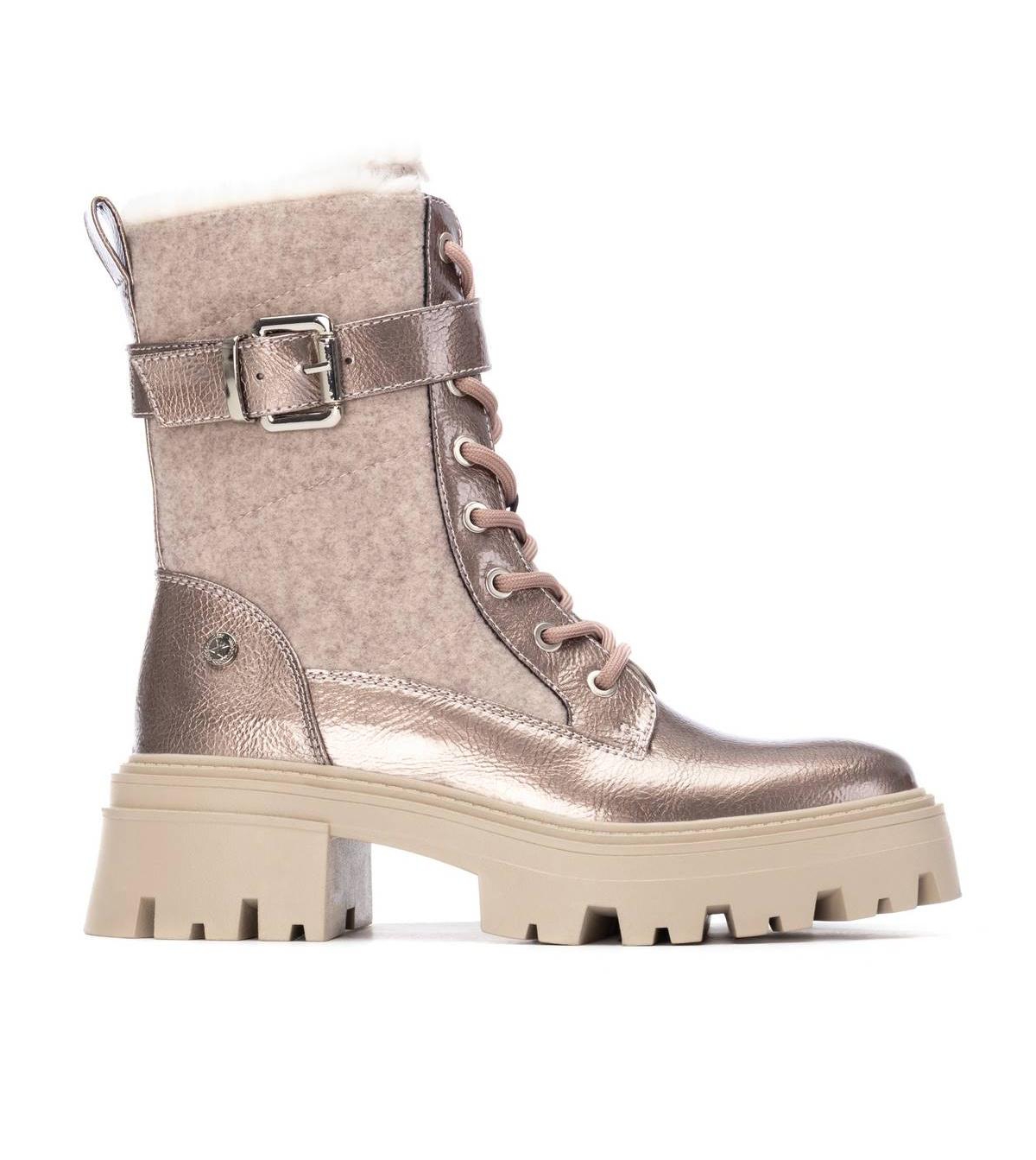 Click here for Womens Patent Leather Combat Booties By Xti - Nude prices