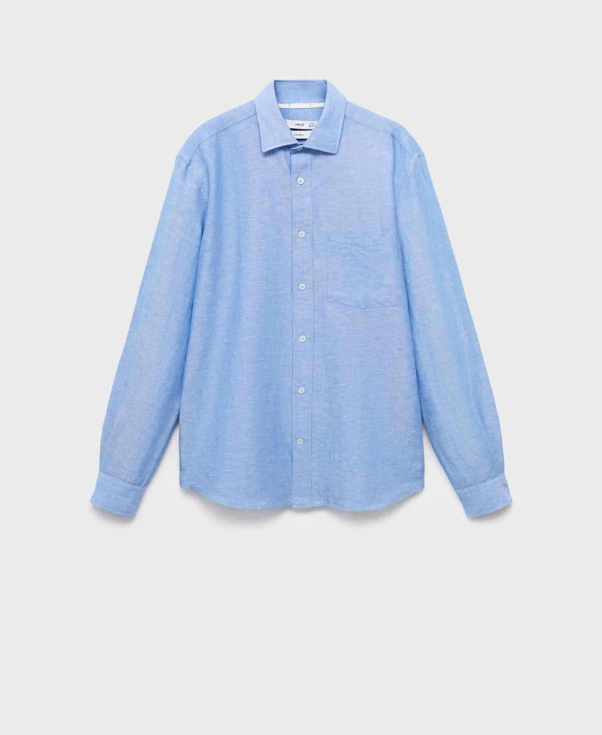 Click here for Mango Mens Pocket Linen Shirt - Indigo Blue prices
