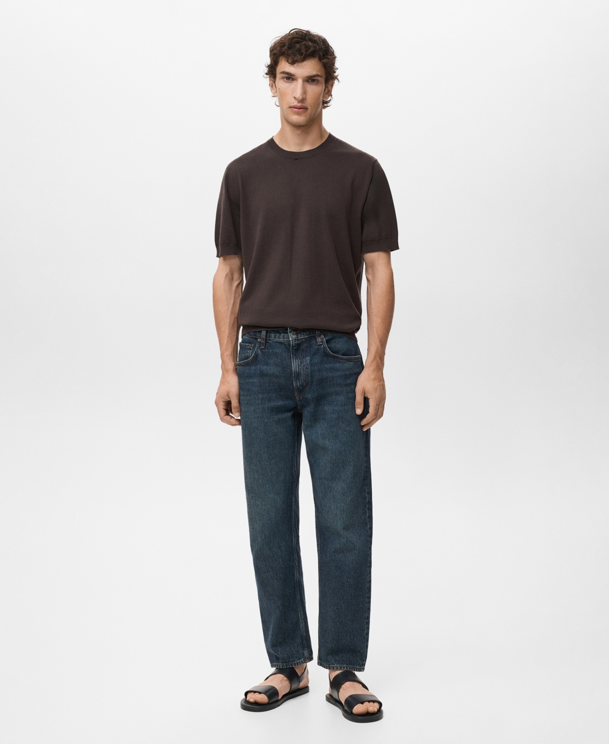 Click here for Mango Mens Moby Straight-Fit Dark-Wash Jeans - Dar... prices