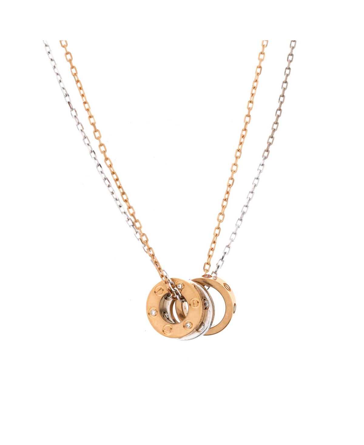 Click here for Pre-Owned Cartier Love 3 Ring Pendant Necklace - 1... prices