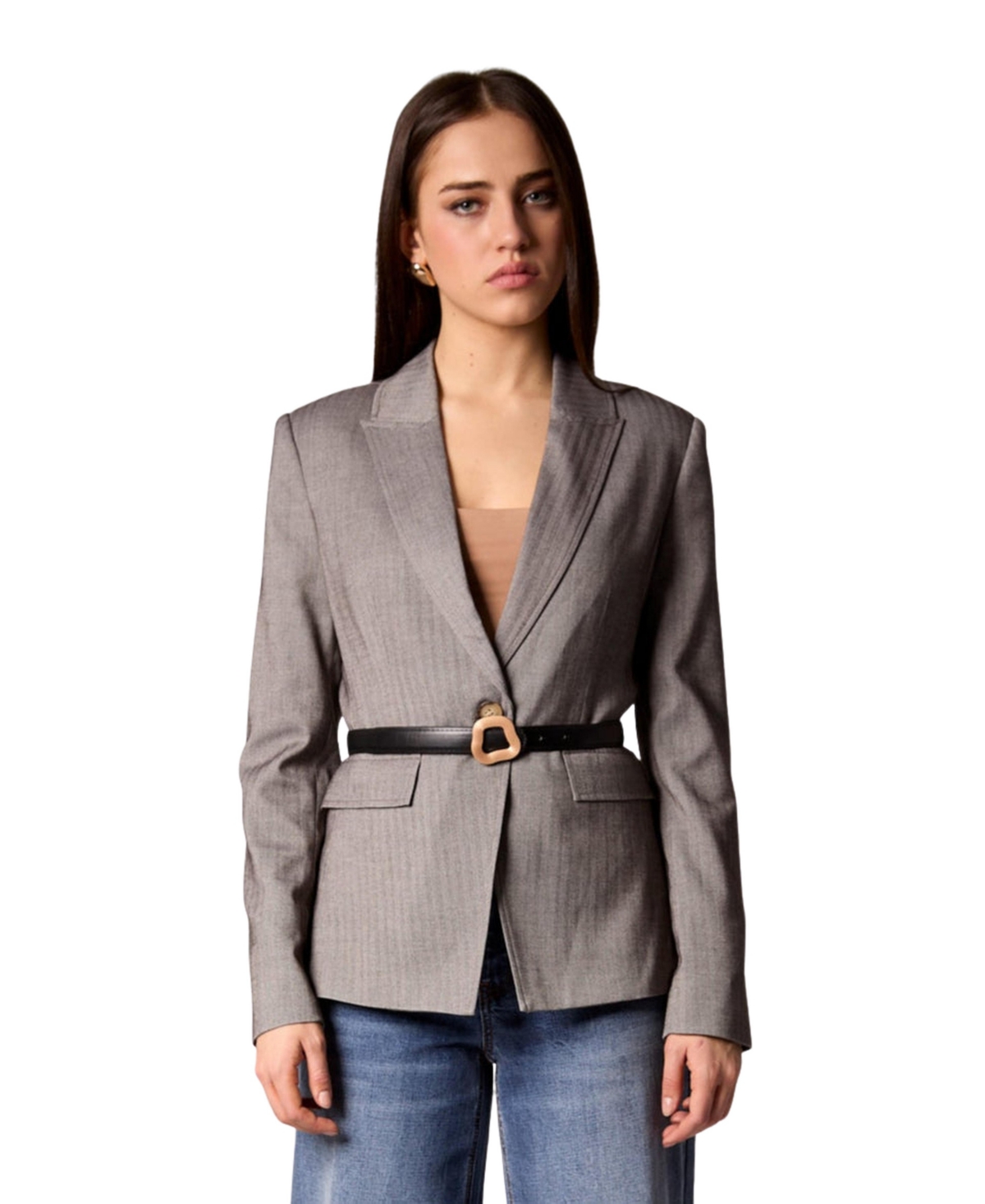 Click here for Blue Revival Womens Taylor Grey Herringbone Belted... prices