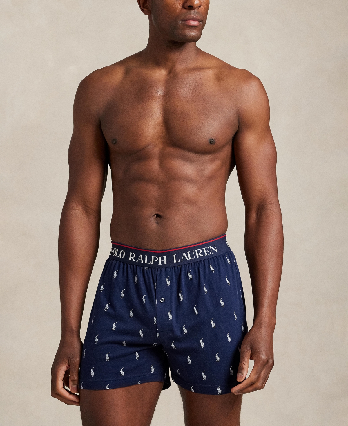 Polo Ralph Lauren Mens Exposed Waistband Knit Boxers - Cruise Navy/White