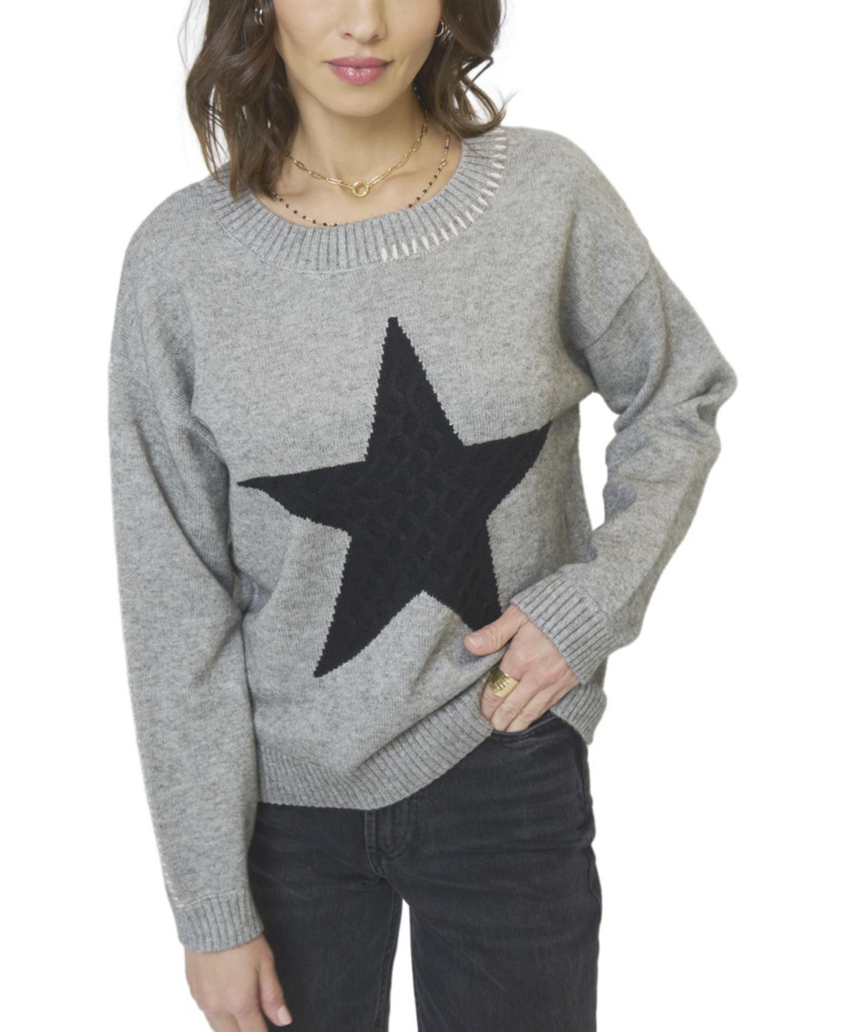 Click here for Central Park West Womens Myra Whipstitch Star Crew... prices