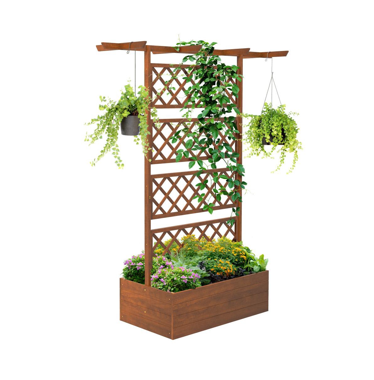 Click here for Chic Crate Outsunny Wood Planter with Trellis Priv... prices