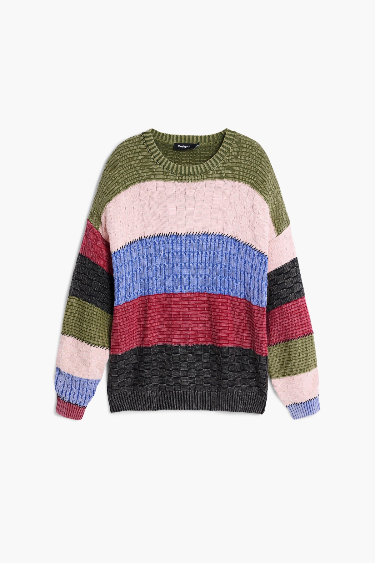 Click here for Desigual Mens Stitch knit sweater - Blue prices