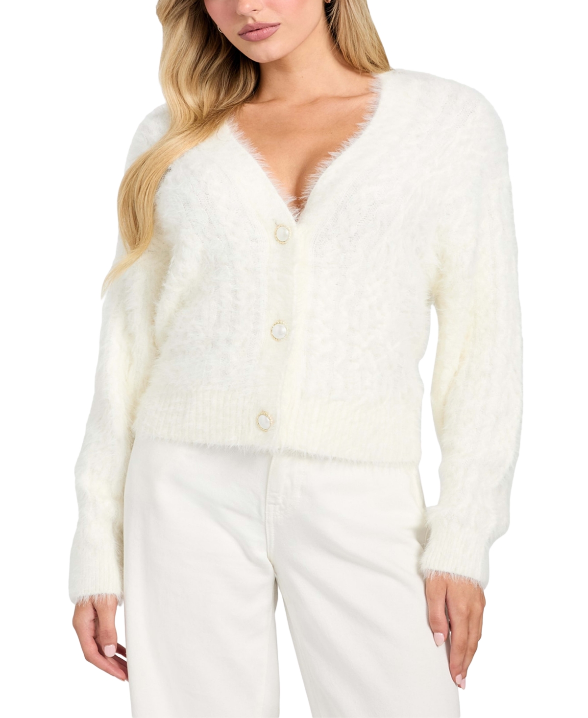 Click here for Guess Womens Long Sleeve Cardigan Sweater - Dove W... prices