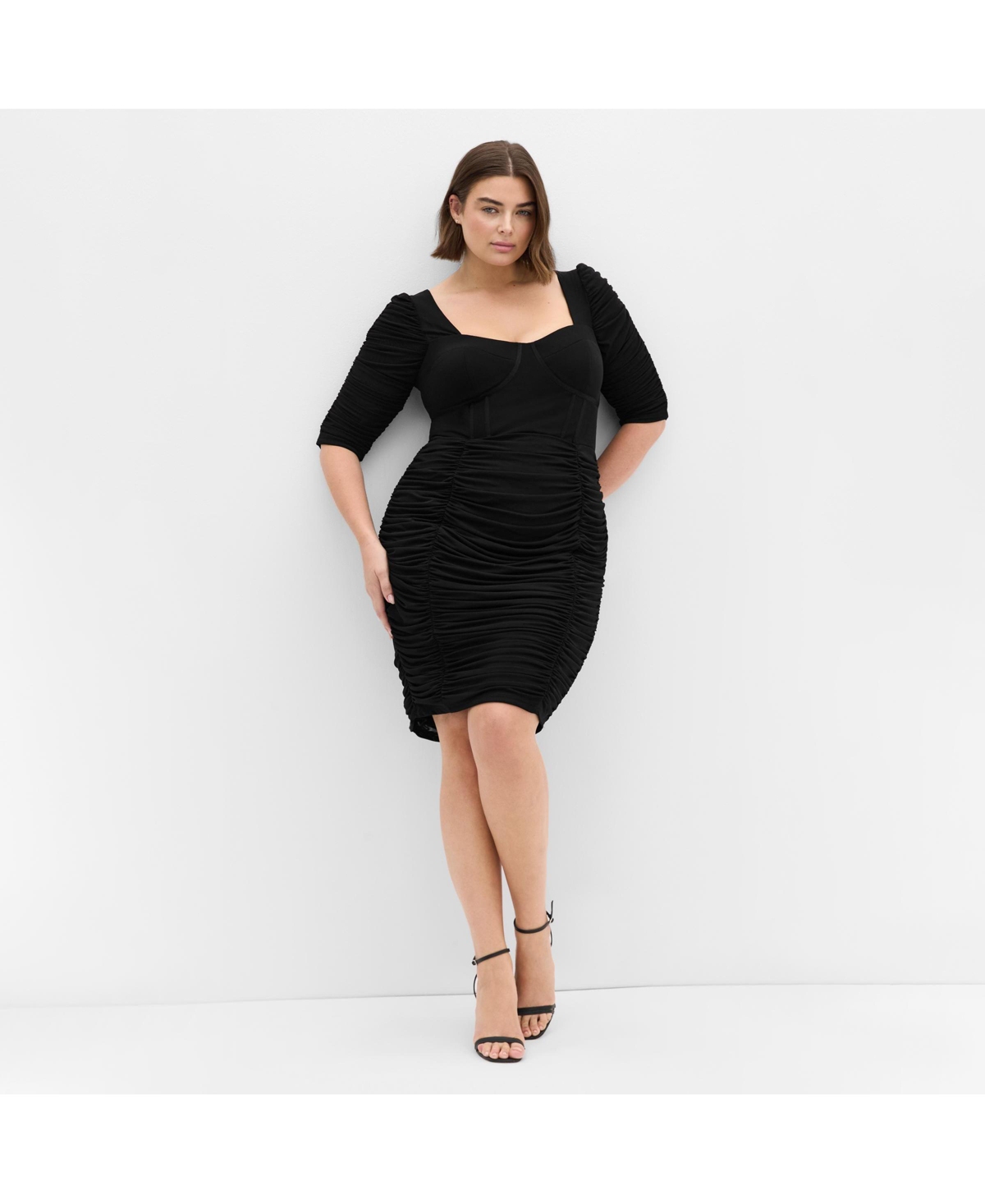 Click here for City Chic Womens Plus Size Bustier Elbow Sleeve Dr... prices