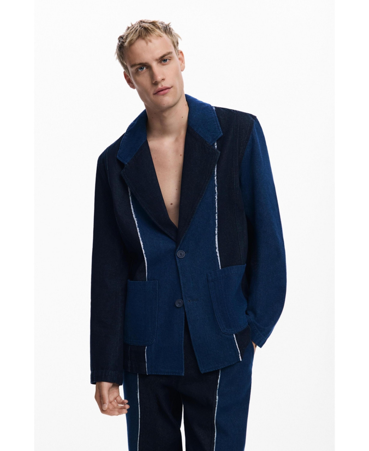 Click here for Desigual Mens Blazer with combined seams - Navy bl... prices