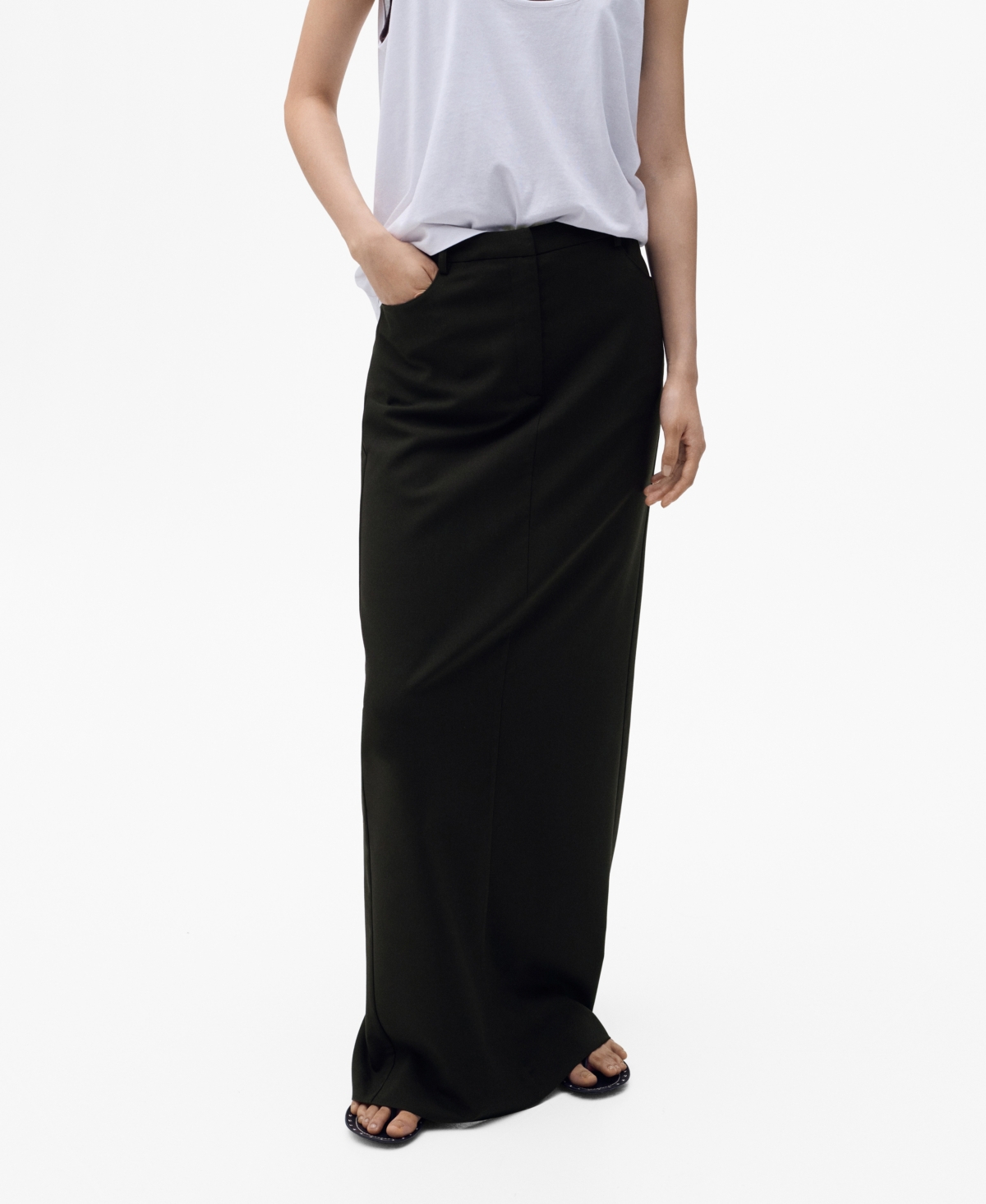 Click here for Mango Womens Slit Detail Long Pencil Skirt - Black prices