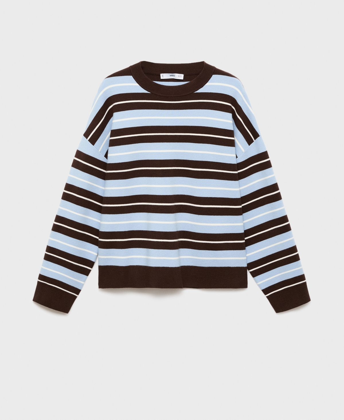 Click here for Mango Womens Oversized Striped Sweater - Chocolate prices