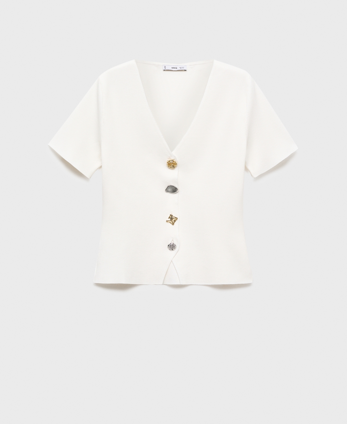 Click here for Mango Womens Jewel Button Knitted Cardigan - White prices