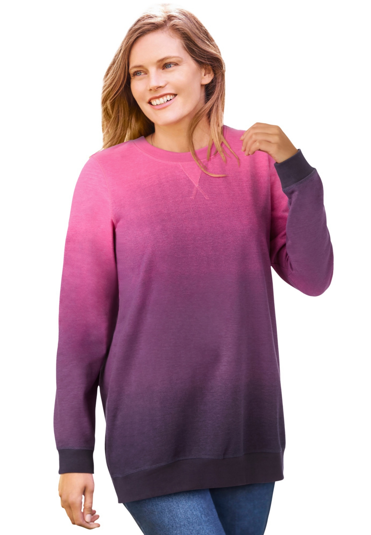 Click here for Woman Within Plus Size Printed Sweatshirt - Peony... prices