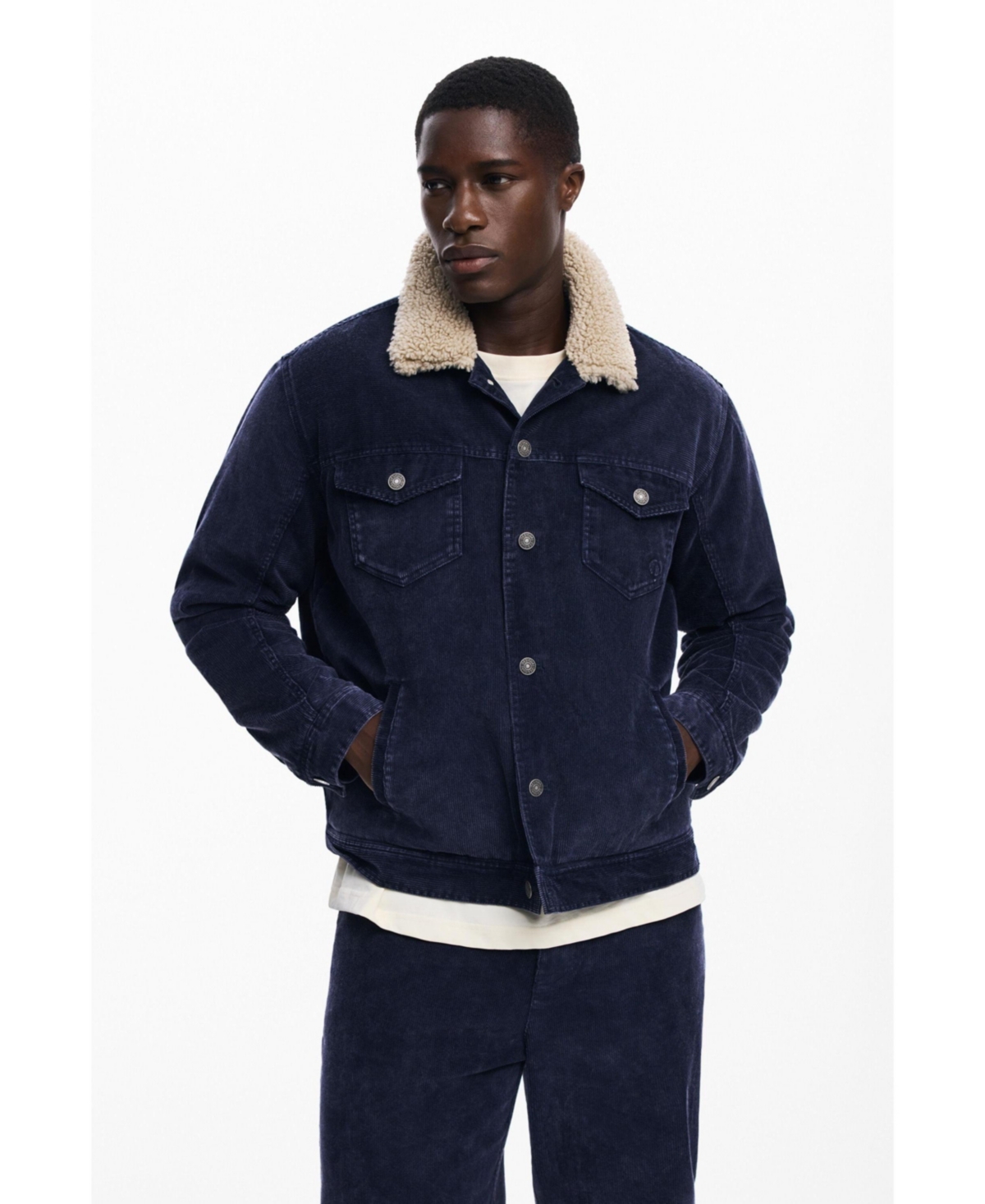 Click here for Desigual Mens Corduroy jacket with faux shearling... prices