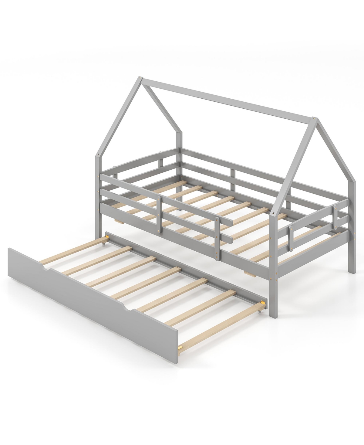 Click here for Gymax Twin Size House Bed w/ Trundle Wooden Kids B... prices