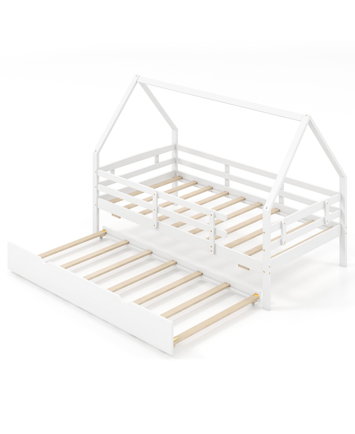 Click here for Gymax Twin Size House Bed w/ Trundle Wooden Kids B... prices